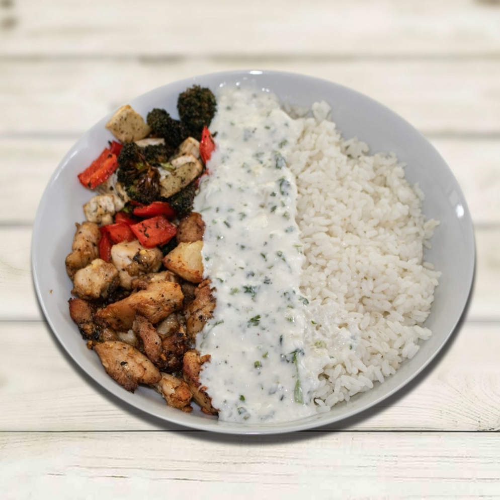 GINGER CHICKEN POWER BOWLS WITH CREAMY LIME DRESSING - GayanPerera.com